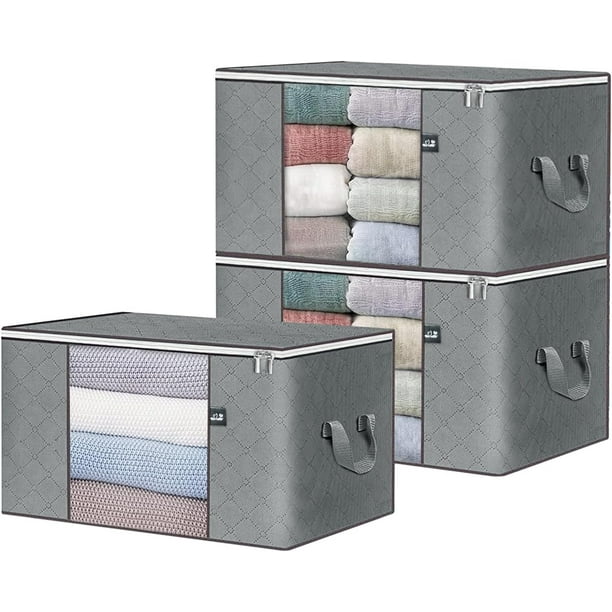90L Large 3-Piece, Clothes Storage Box, Blanket Organizer, Blankets ...