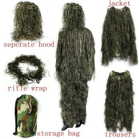 Camouflage Suits 5 In 1 Ghillie Suit 3D Leaf Camo Clothing Suits ...