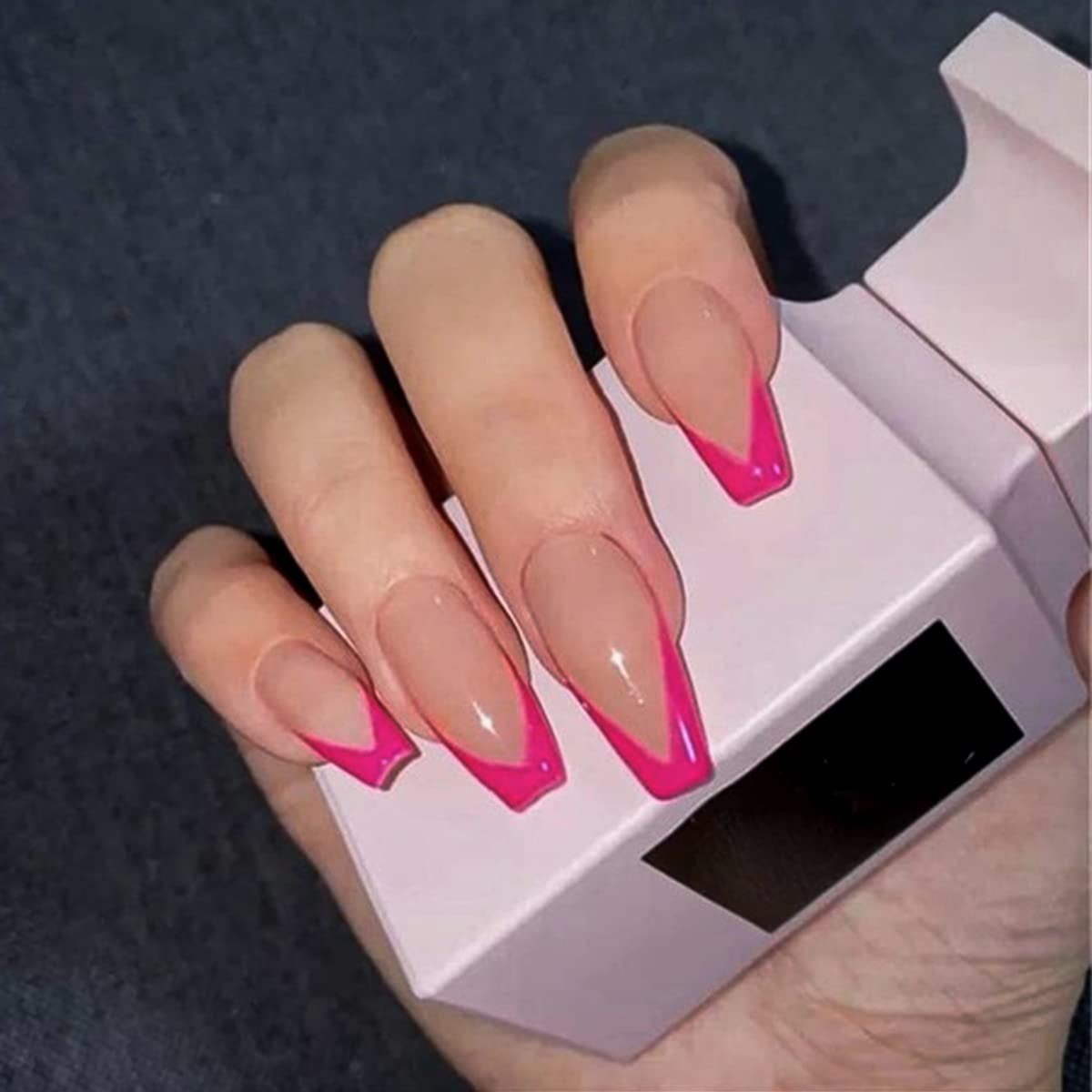 Hot Pink Tip Nails