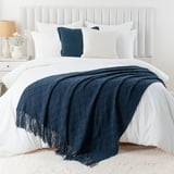 "Battilo Acrylic Navy Throw Blanket, Soft Lightweight, Decorative with ...