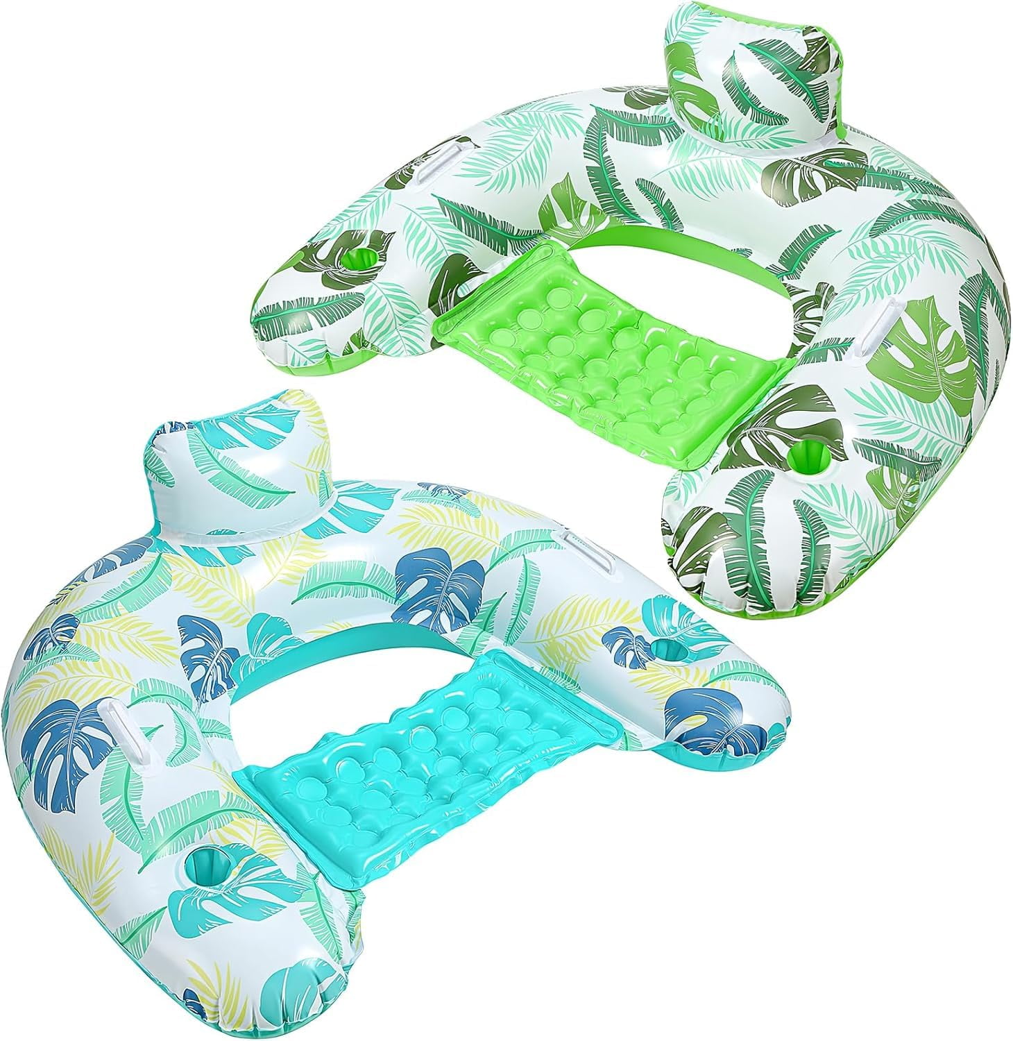 SIXVALA 2 Pack Inflatable Pool Float Lounger Chair for Adults, Floating ...