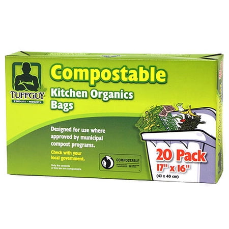 Tuff Guy Kitchen Organic Waste Bags White 17" x 16" 20Pcs/Pack ...