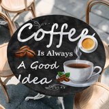 Coffee Bean Cup Cafe Drink on Black Fitted Round Tablecloths Table ...