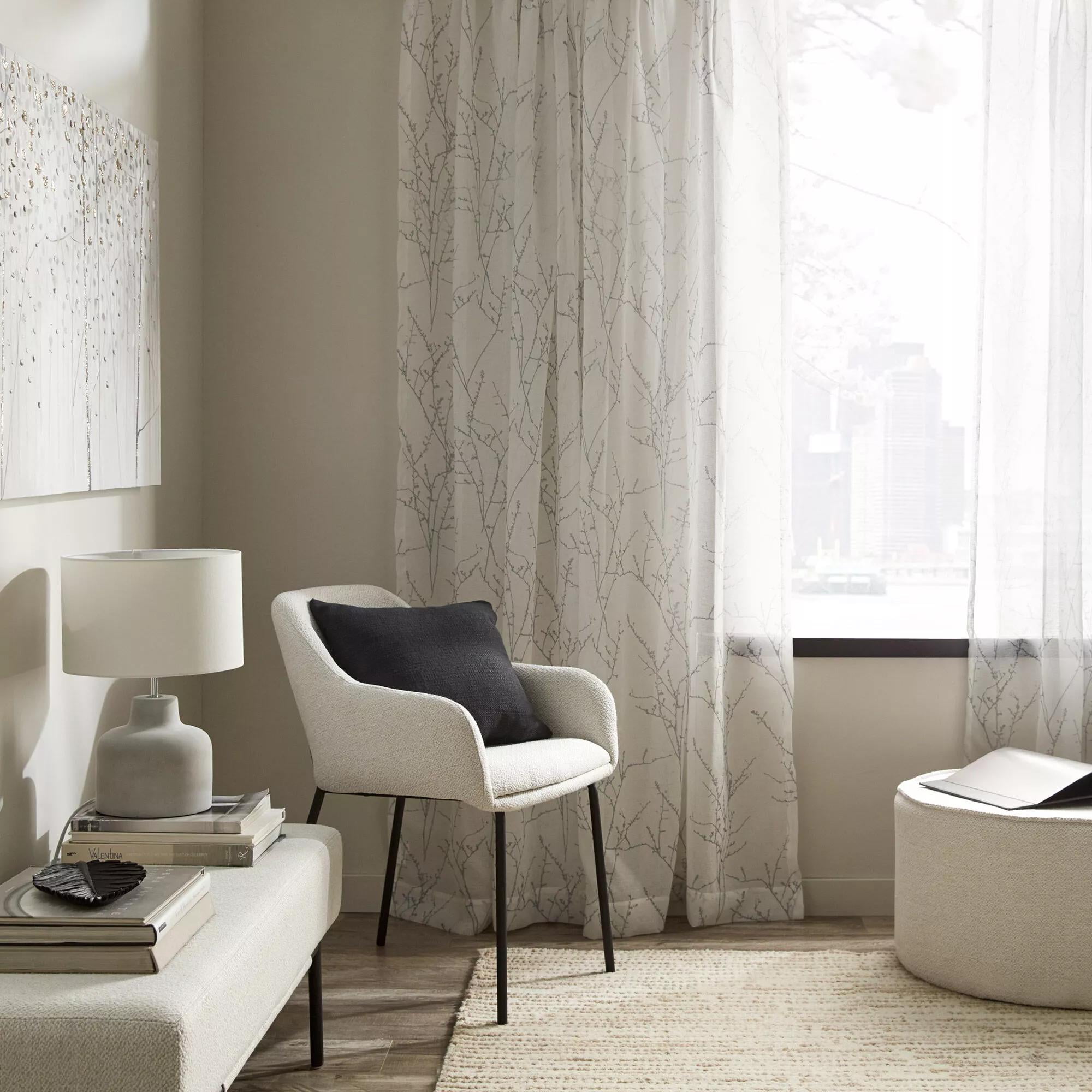 Click here for Bouclair White Branch Sheer Curtain 52x96 In (132x... prices