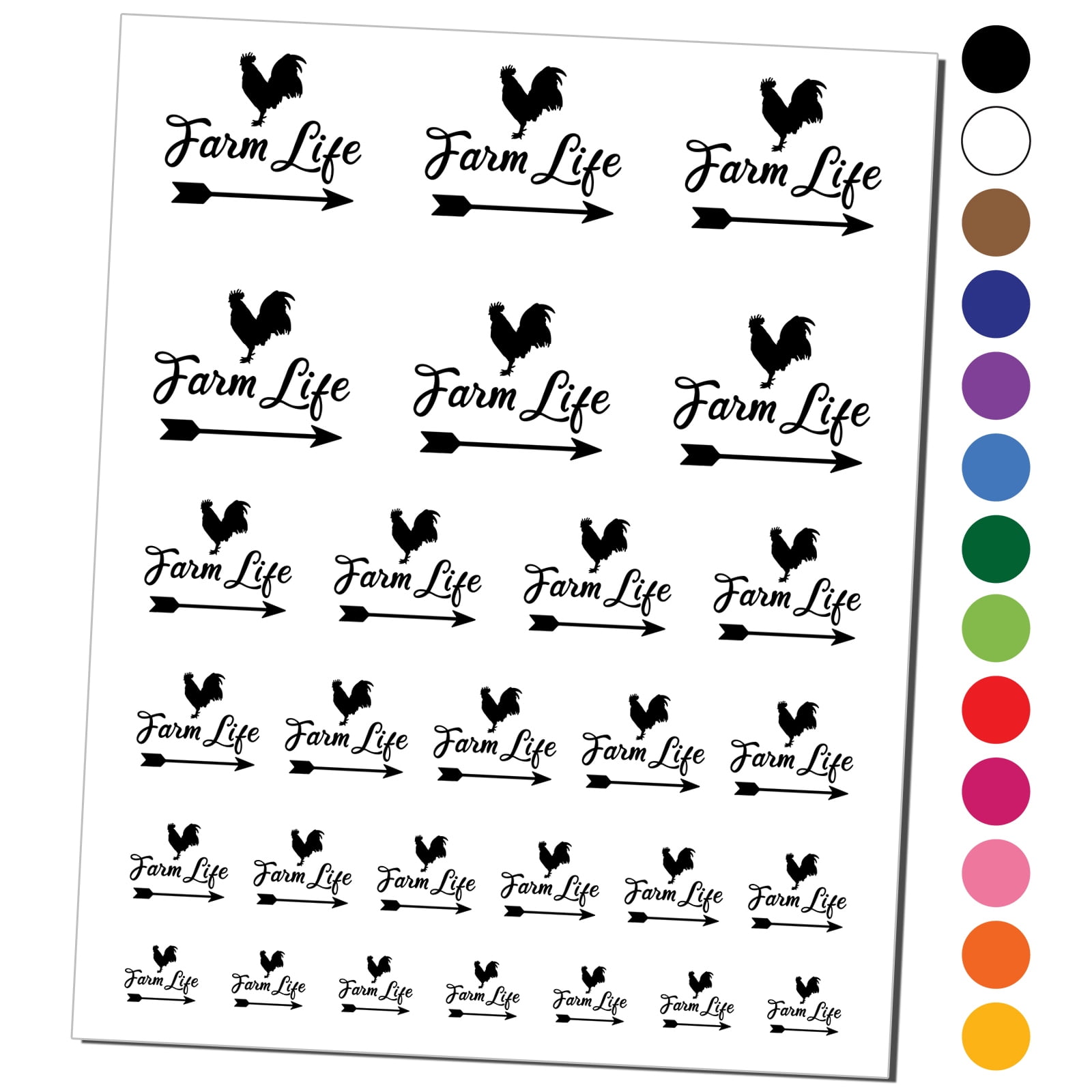 Farm Life Rooster Arrow Weathervane Water Resistant Temporary Tattoo ...