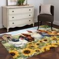 Chickens Rooster Washable Area Rug 2.7x5 Yellow Sunflowers Barn ...