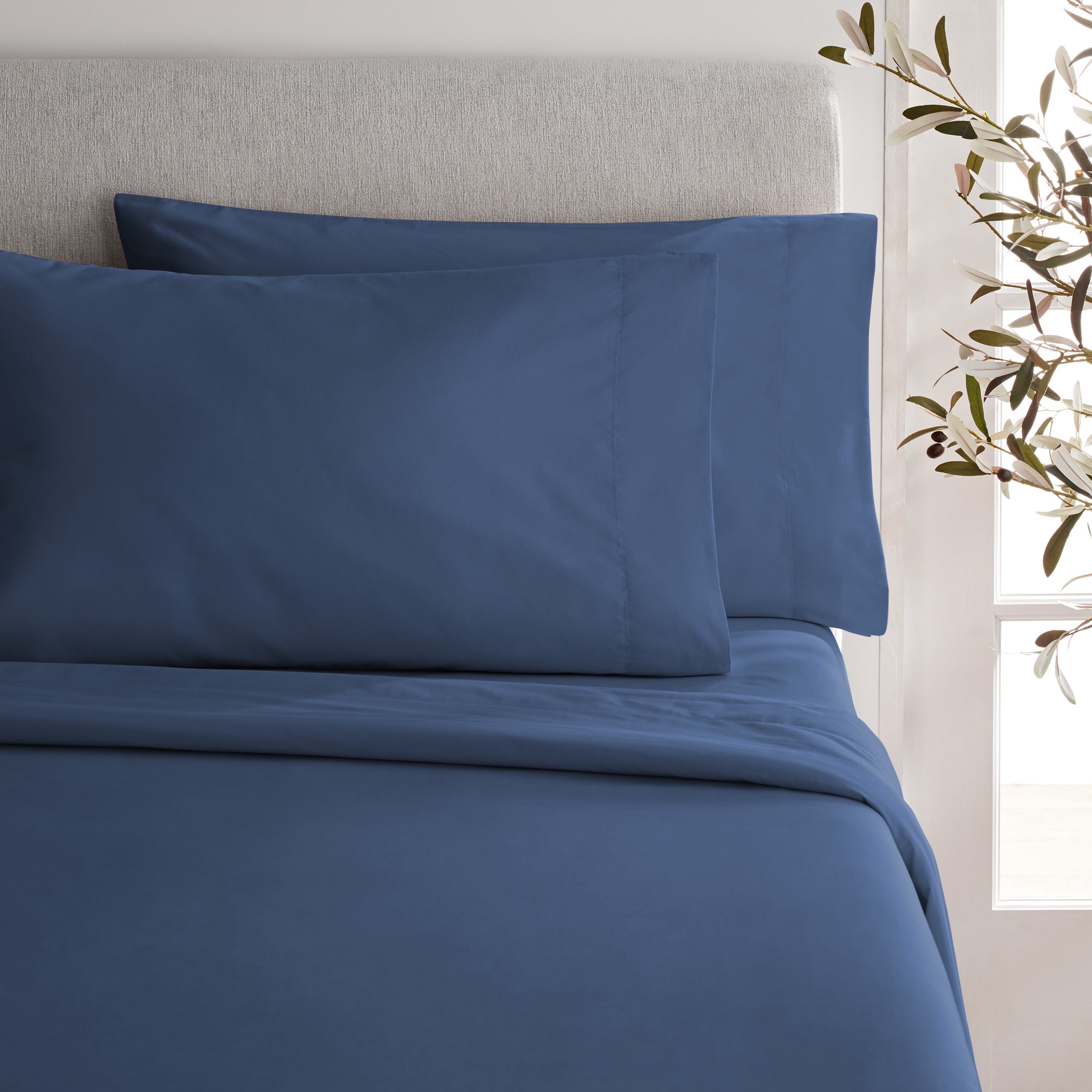 Mainstays 4-Piece 300 Thread Count Easy Care Percale Bed Sheet Set ...