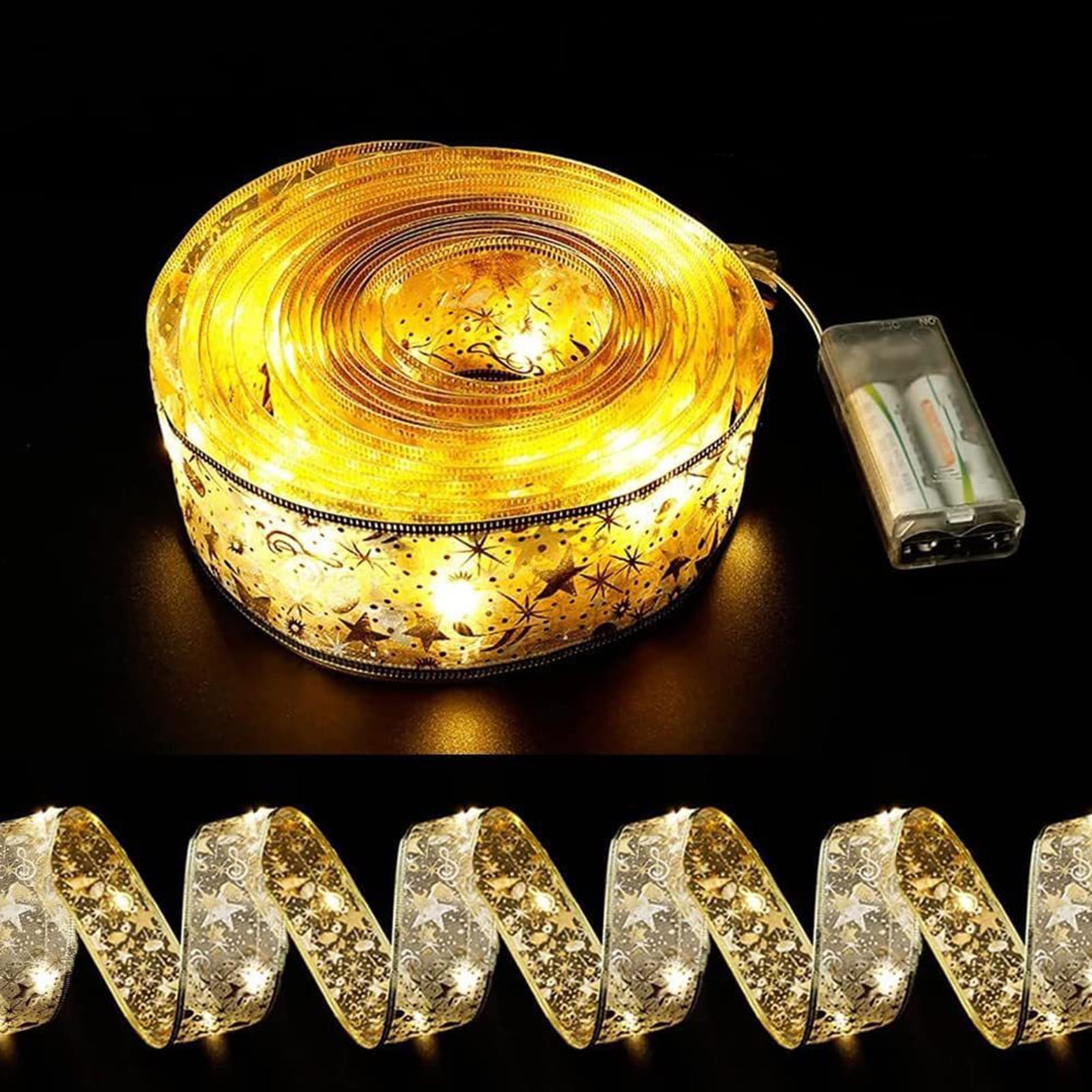 Travelwant Christmas Lights, Christmas Ribbon Lights Battery Operated ...