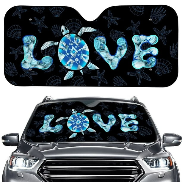 NETILGEN Abstract Love Pattern Sea Turtle Design Windshield Sun Shade ...