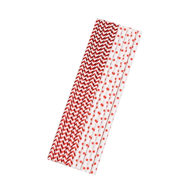 Homgeek 100PCS Drinking Straws Dot Pattern Disposable Drinking Straws ...