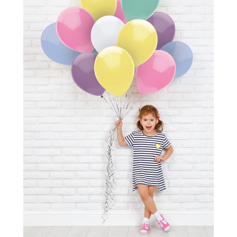 Meri Meri Balloons Pastel Round Latex Balloons - 50 Pack Assorted ...