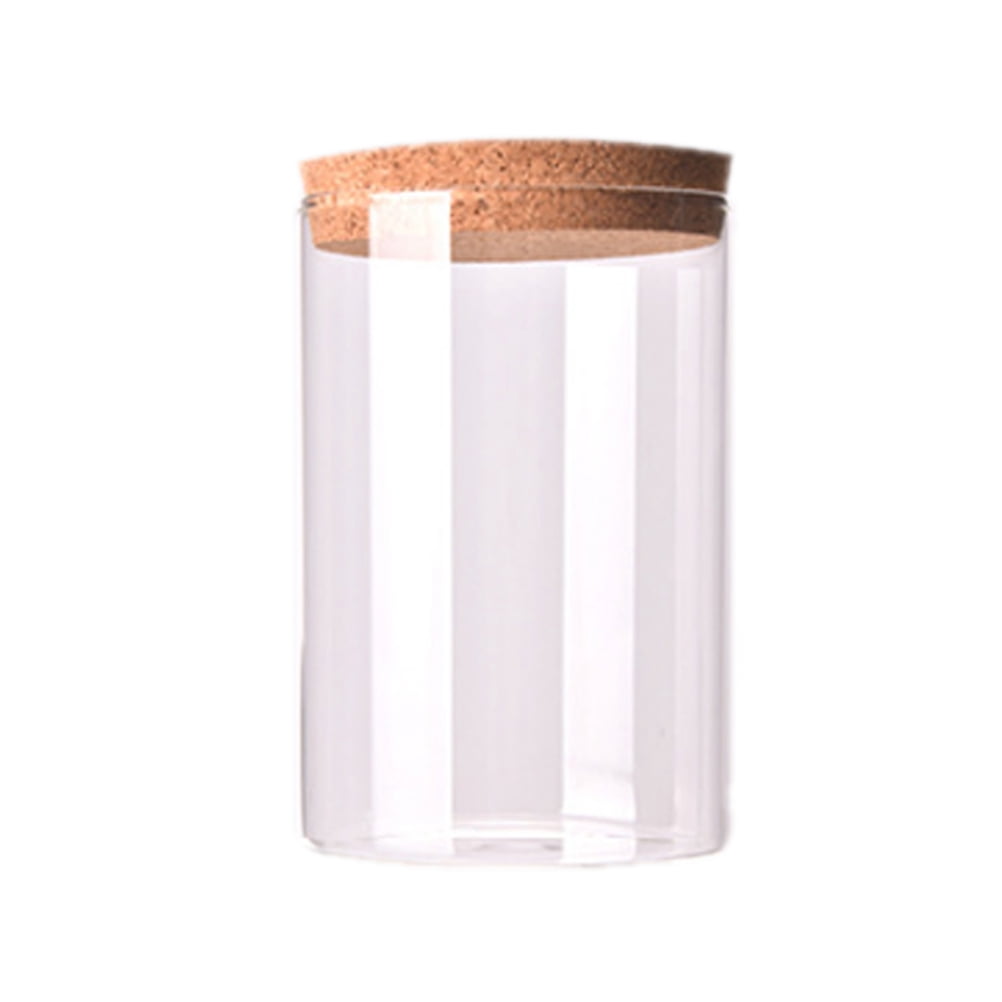 900ml Clear Round Glass Jars Storage Container with Wooden Lids for ...