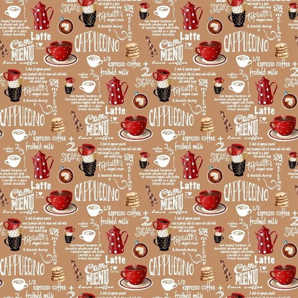 FREE SHIPPING!!! Cappuccino Menu Design 100% Cotton Quilting Fabric for ...