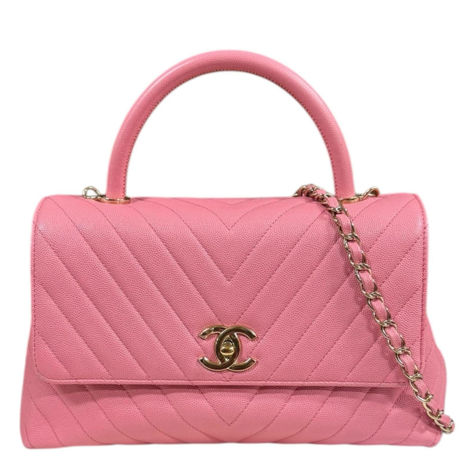 Pre-Owned Chanel Coco Handle 29 V-Stitch Shoulder Bag in Caviar Leather ...