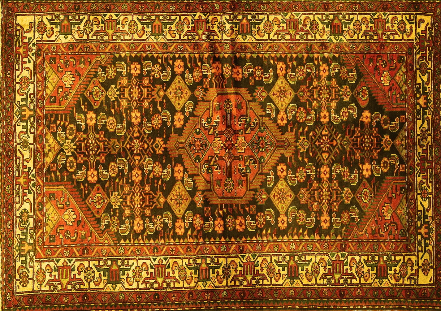 Ahgly Company Indoor Rectangle Persian Yellow Traditional Area Rugs, 2 ...