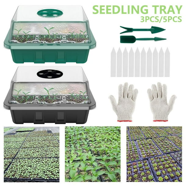 12 Cells Seedling Starter Tray Seed Germination Flower Plant Pots ...