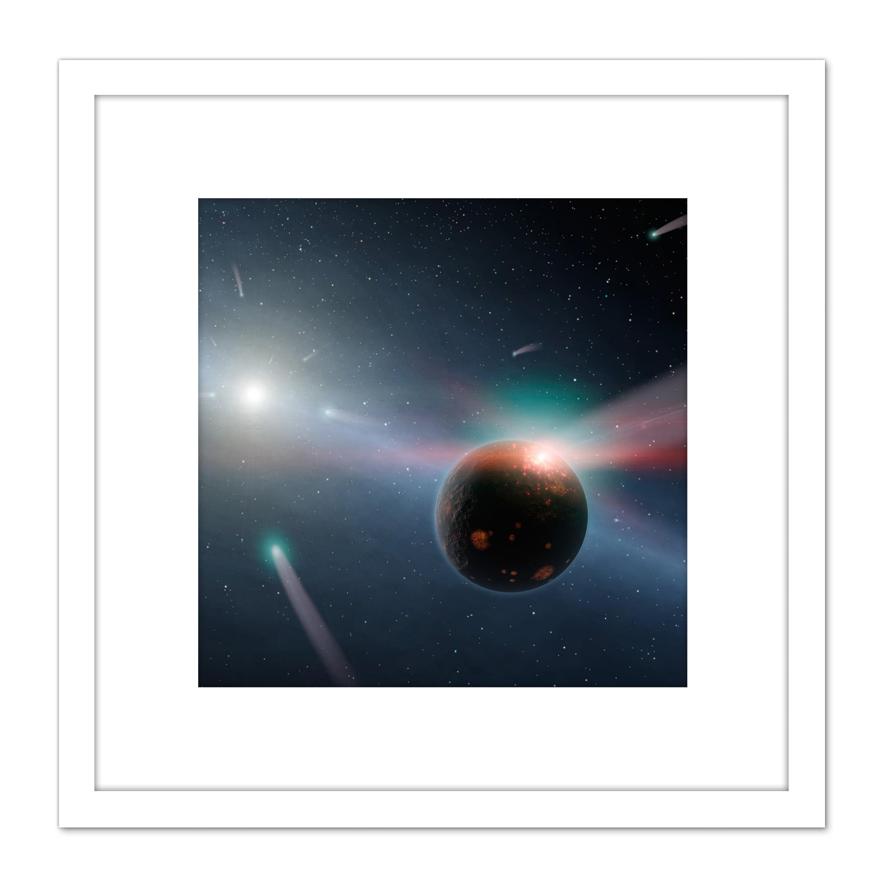 Space NASA Comets Around Star Eta Corvi Illustration 8X8 Inch Square ...