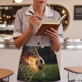 Flaming Soccer Half Waist Apron Art Goal Net Powerful Fire Orange Grass ...