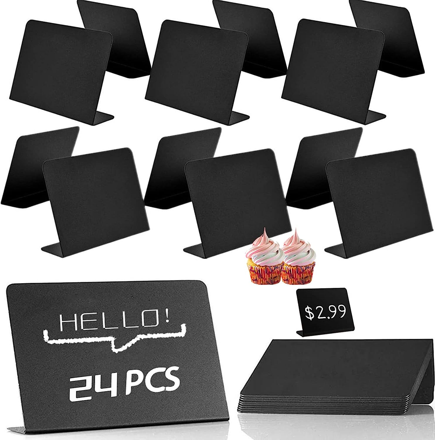 24 Pack Acrylic Small Chalkboard Table Tag Board for Food Party Buffet ...