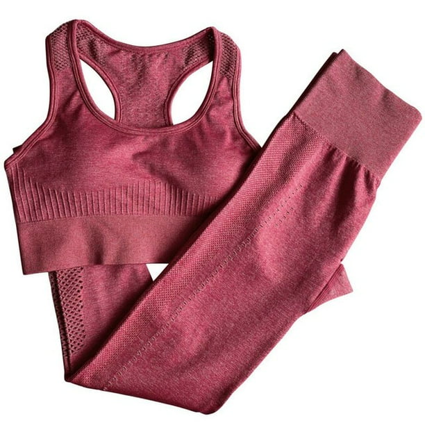 2 Piece Yoga Set Push Up Gym Set Workout Sport Outfit For Woman Leggings Sports Bra Yoga Pants ...