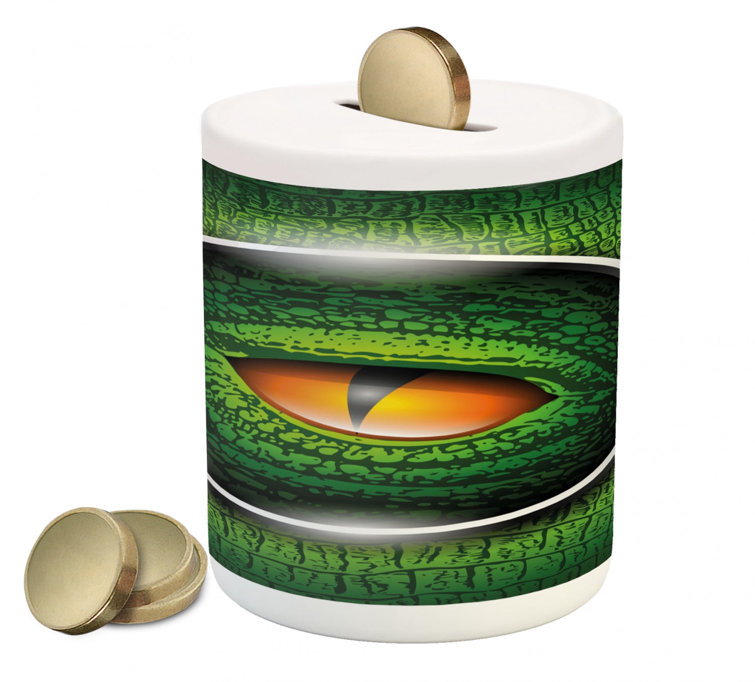 Eye Piggy Bank, Vibrant Realistic Eye of Reptile Animal Natural ...