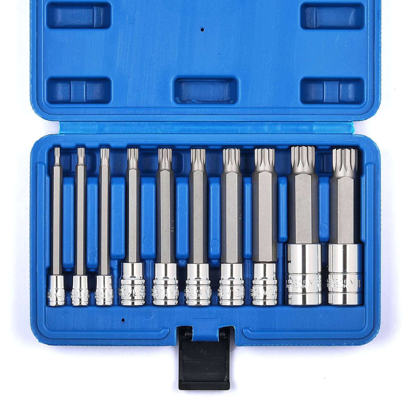 MIXPOWER 10 Piece Spline Tip Bit Socket Set, M-Type, S2 and Cr-V Steel ...
