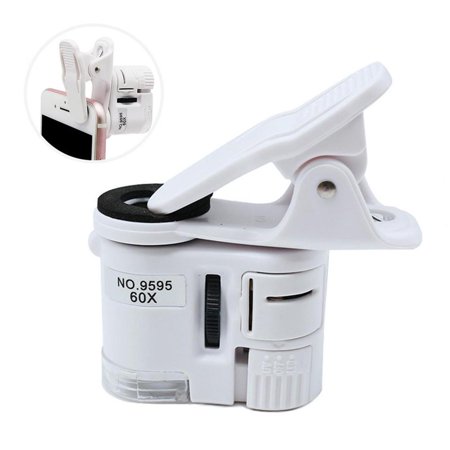 9595W 60X LED Phone Clip Magnifying Glass Antiques Identification ...