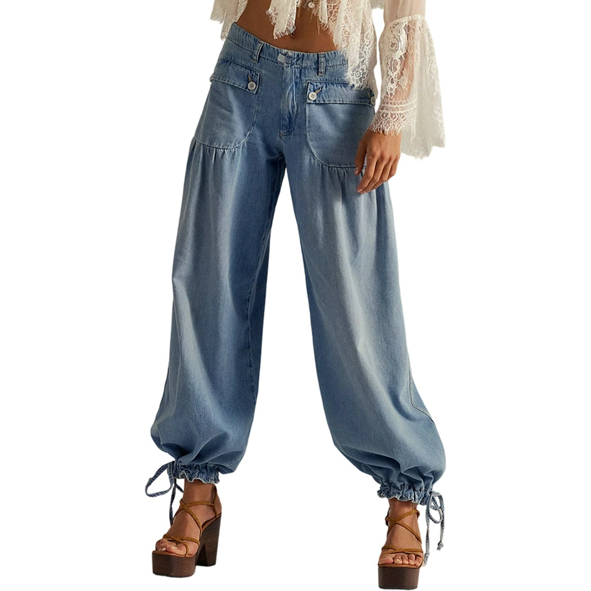 Click here for Unbranded Womens Casual Loose Mid-Rise Wide-Leg Je... prices