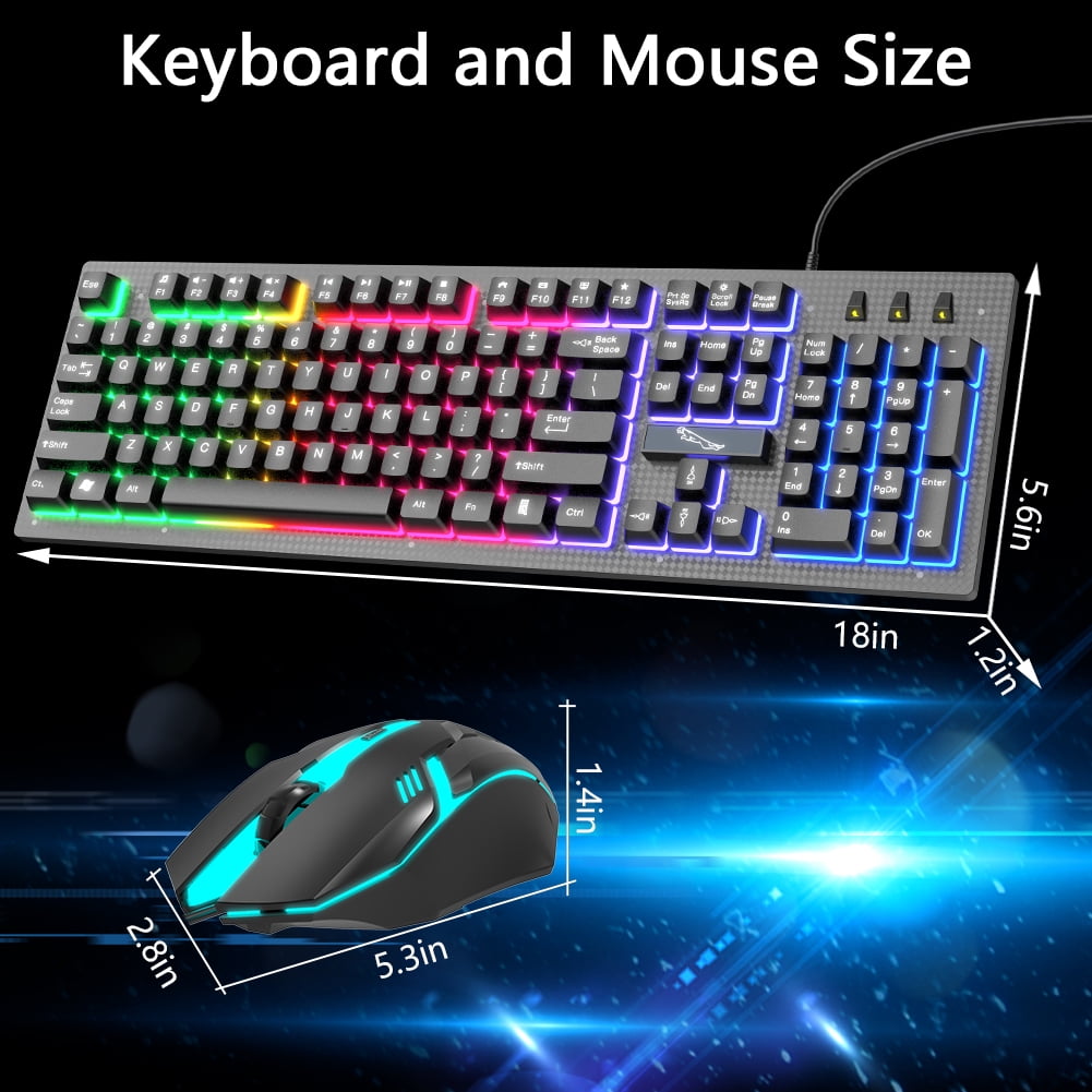 Buy Gaming Keyboard and Mouse Combo, RGB Rainbow LED Backlit Keyboard ...