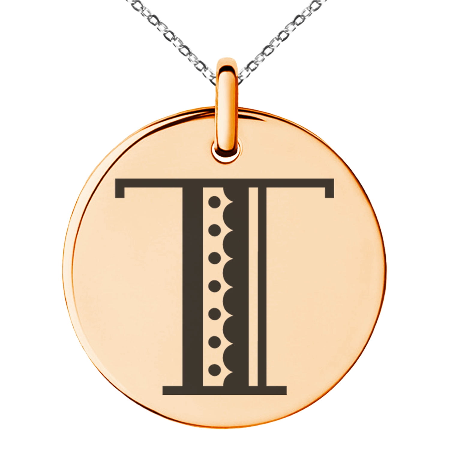 Stainless Steel Letter T Initial Metro Retro Monogram Engraved Small ...