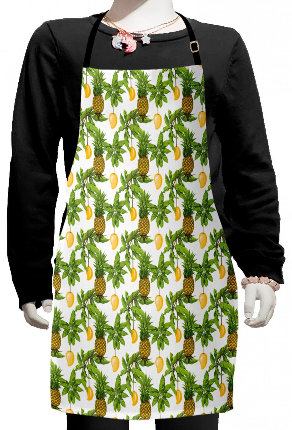 Tropical Kids Apron, Pineapple Mango Leaves Palmatia Botany Art, Boys ...