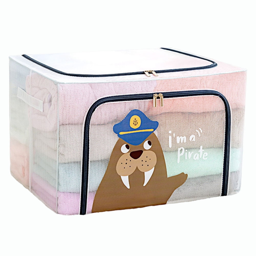 Foldable Clothes Storage Box Transparent Grid Steel Frame Organizer for ...