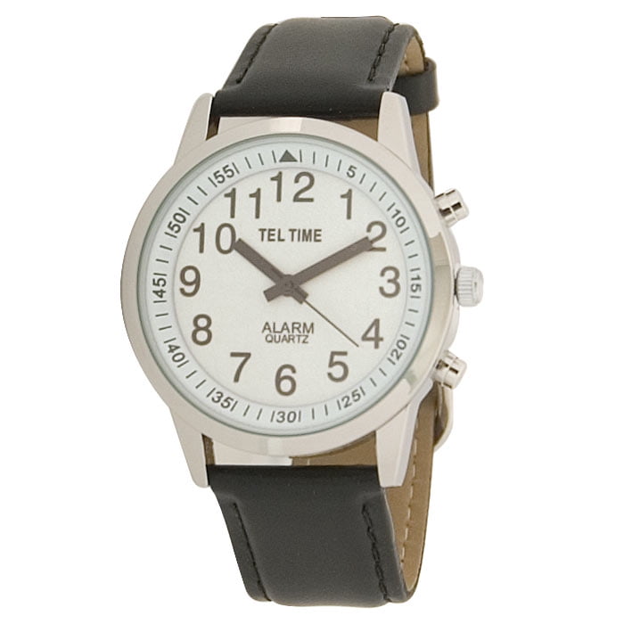 Tel-Time - Mens Touch Talking Watch - Large Face - Leather Band ...