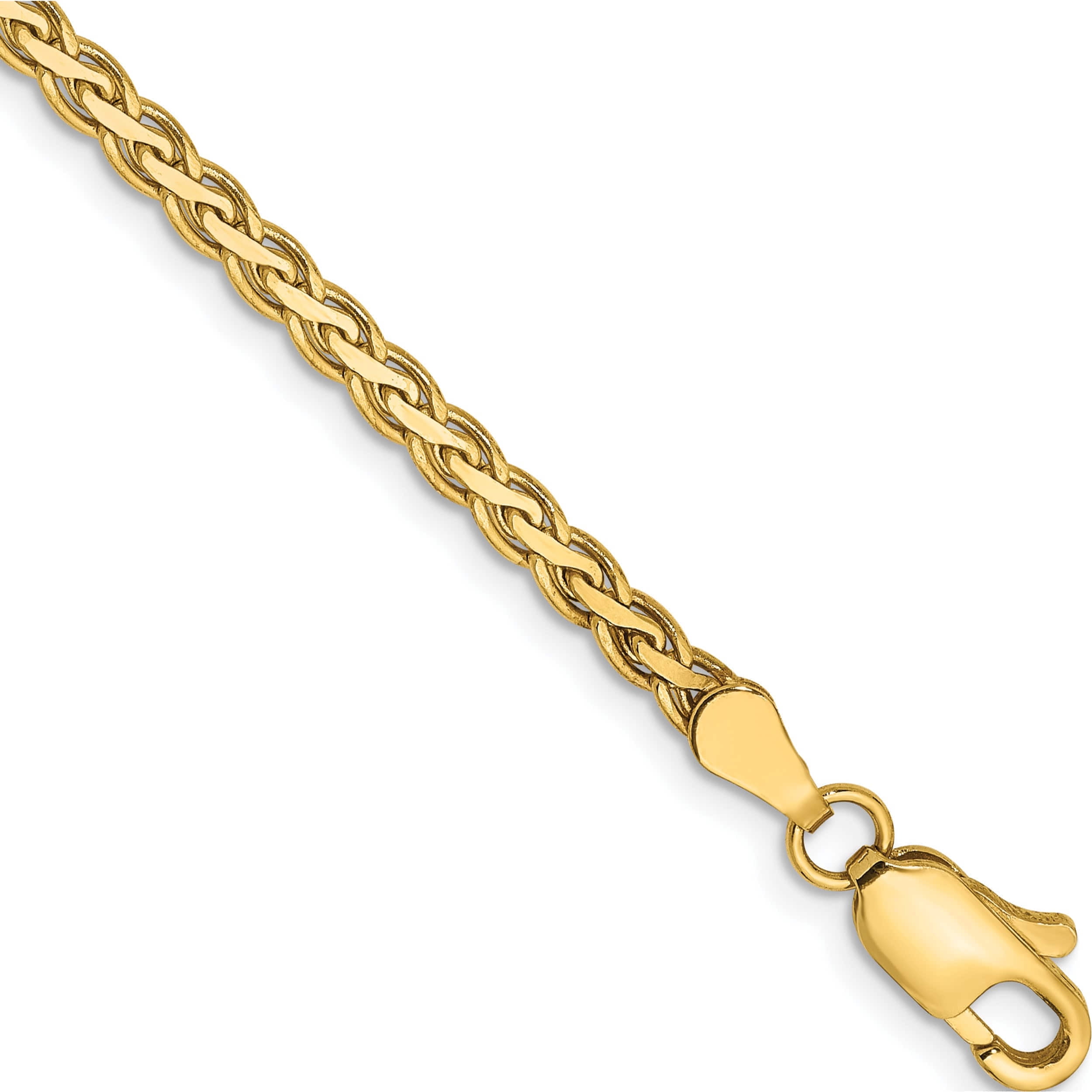 14K Yellow Gold 2.8mm Flat Wheat Chain (7 X 2.8) Made In Peru fw085-7 ...
