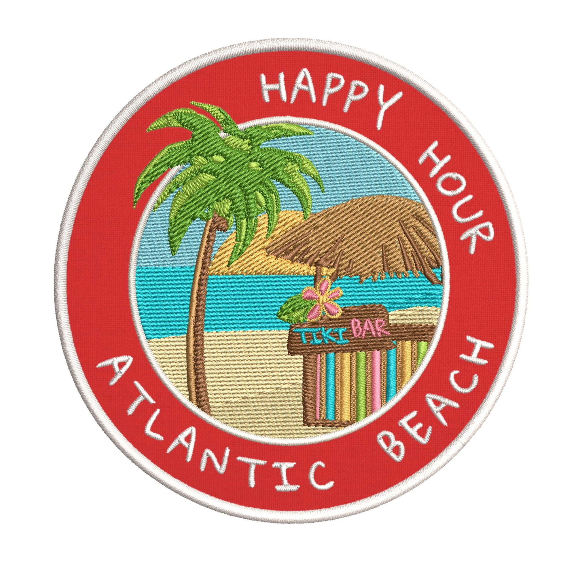 Happy Hour! Atlantic Beach, Florida 3.5 Inch Iron Or Sew On Embroidered ...