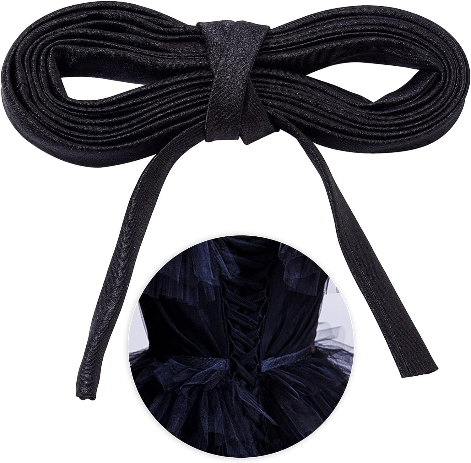 Cordón ajustable negro de 137,8 pulgadas para vestido de novia con ...