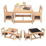 TOBBI Wooden 3-in-1 Kids Activity Table & Chairs Set with Storage - Walmart.com