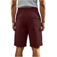 Ceisia Elastic Waist Multi Pocket Mens Cargo Shorts Solid Roll Cuff ...
