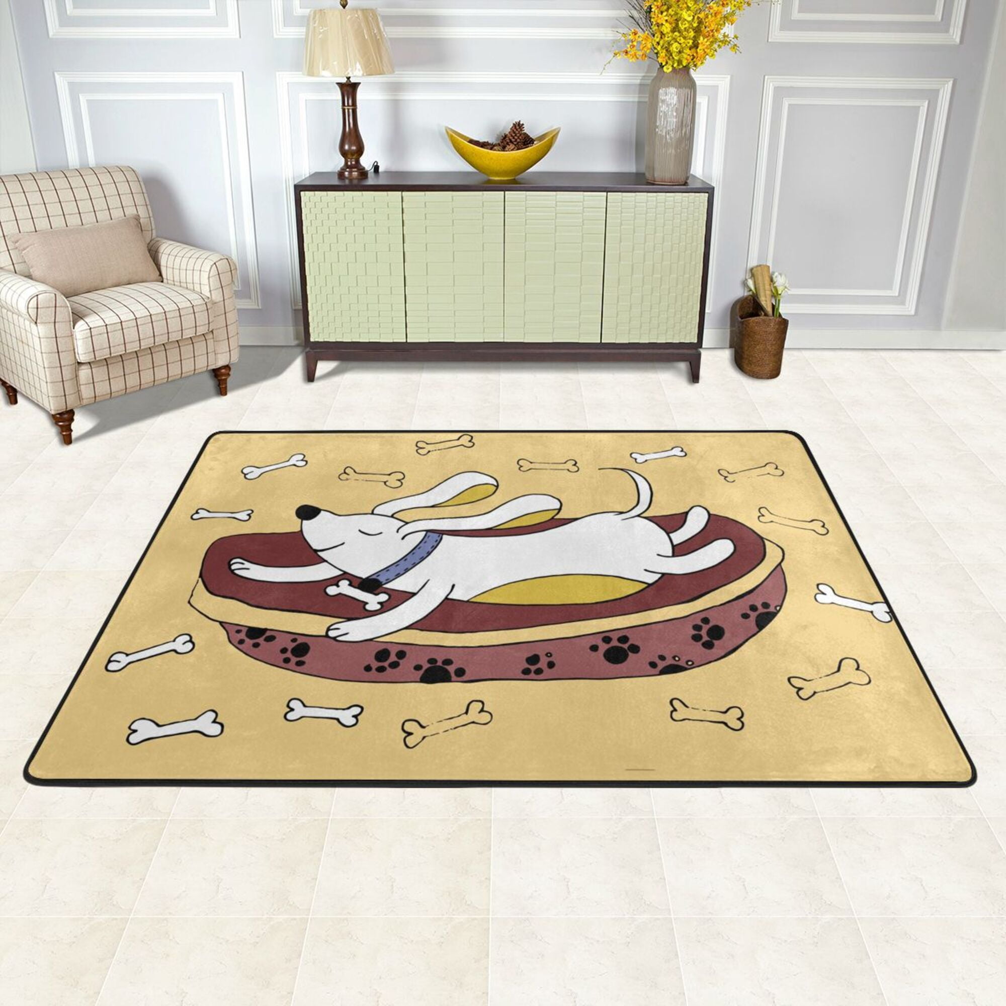 XMXY Area Rugs Doormat Outdoor Entrance , Cute Pet Dog Bones Facecloth ...