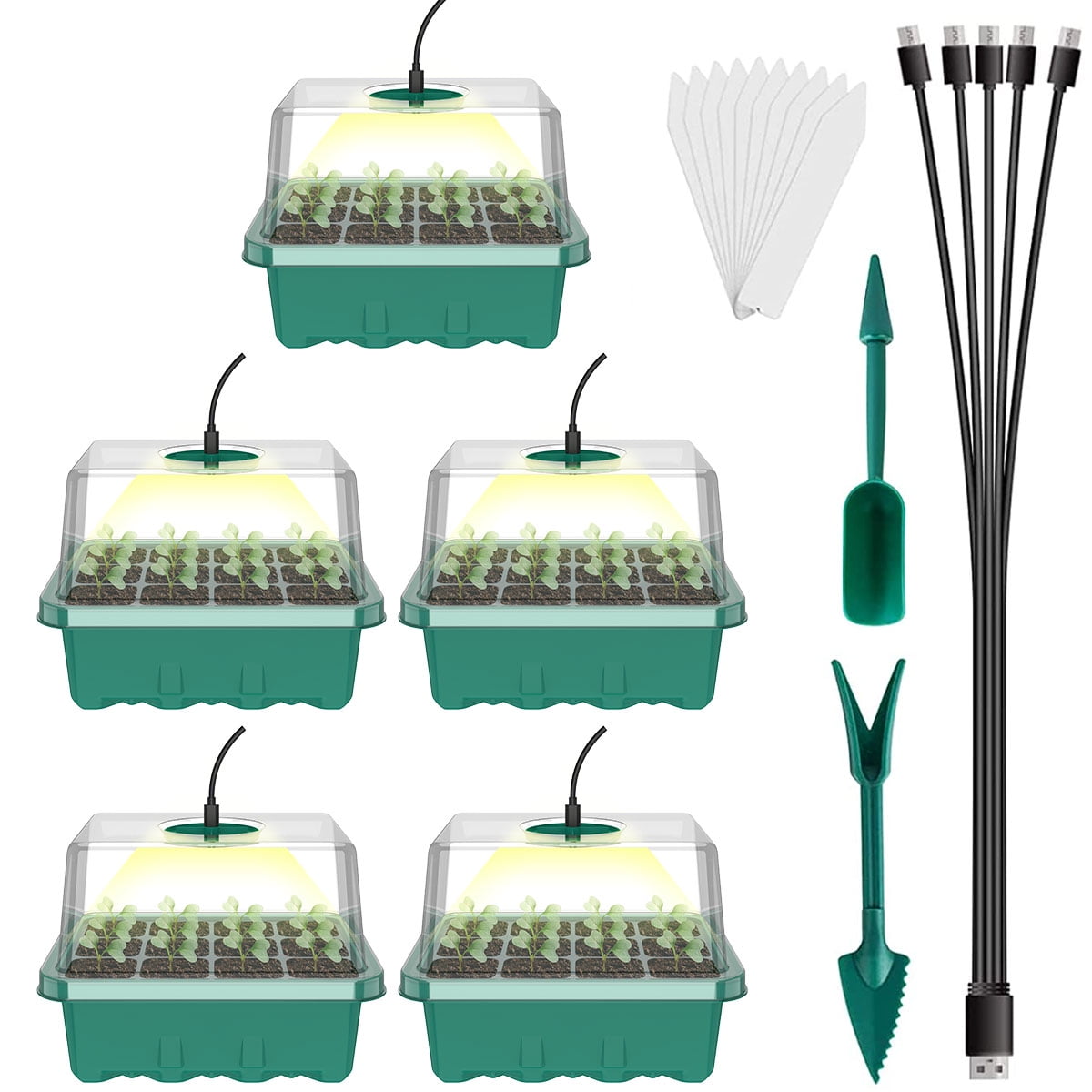 Gpoty 18pcs Seed Starter Tray Set Seed Starter Kit With Grow Lightseed Starter Trays Garden