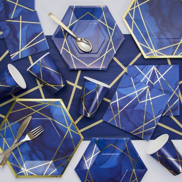 Blue and Silver Celebration Party Supplies Kit for 8 Guests - Walmart.com