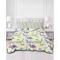 Dinosaur Quilts Bedding Set Full Size Cartoon Green Blue Purple Animal ...