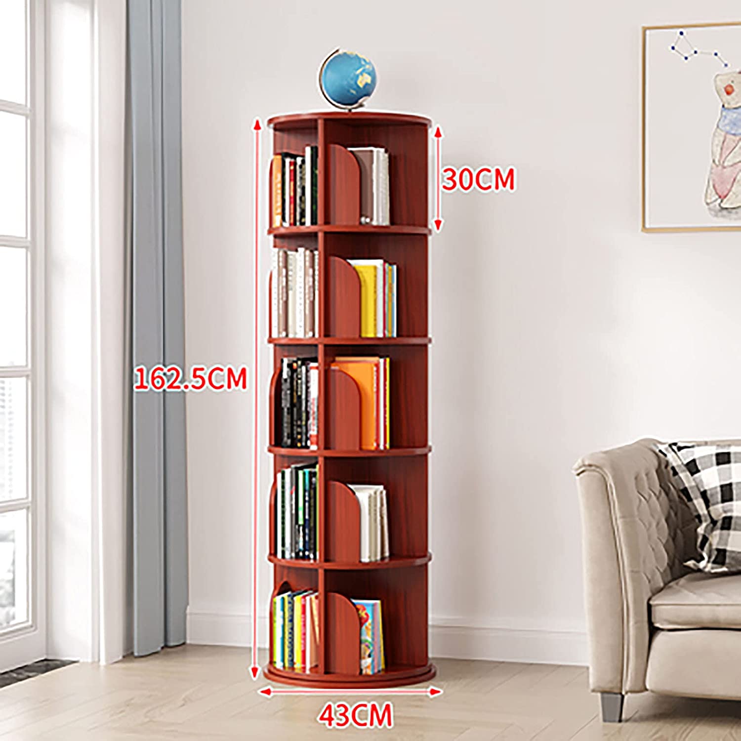 White Creative Revolving Bookshelf,360 Degree Bookcase Simple Shelf ...