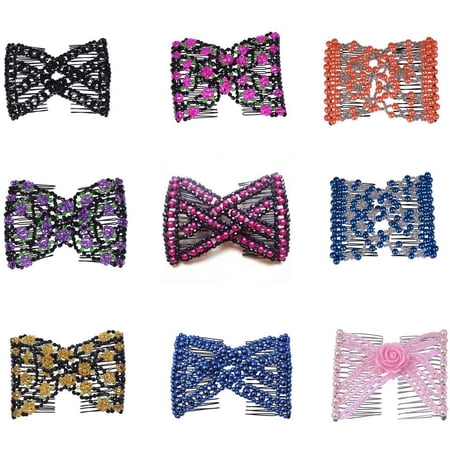 Lovef Magic Easy Hair Comb Stretchy Beaded Hair Combs with Sweet Color ...