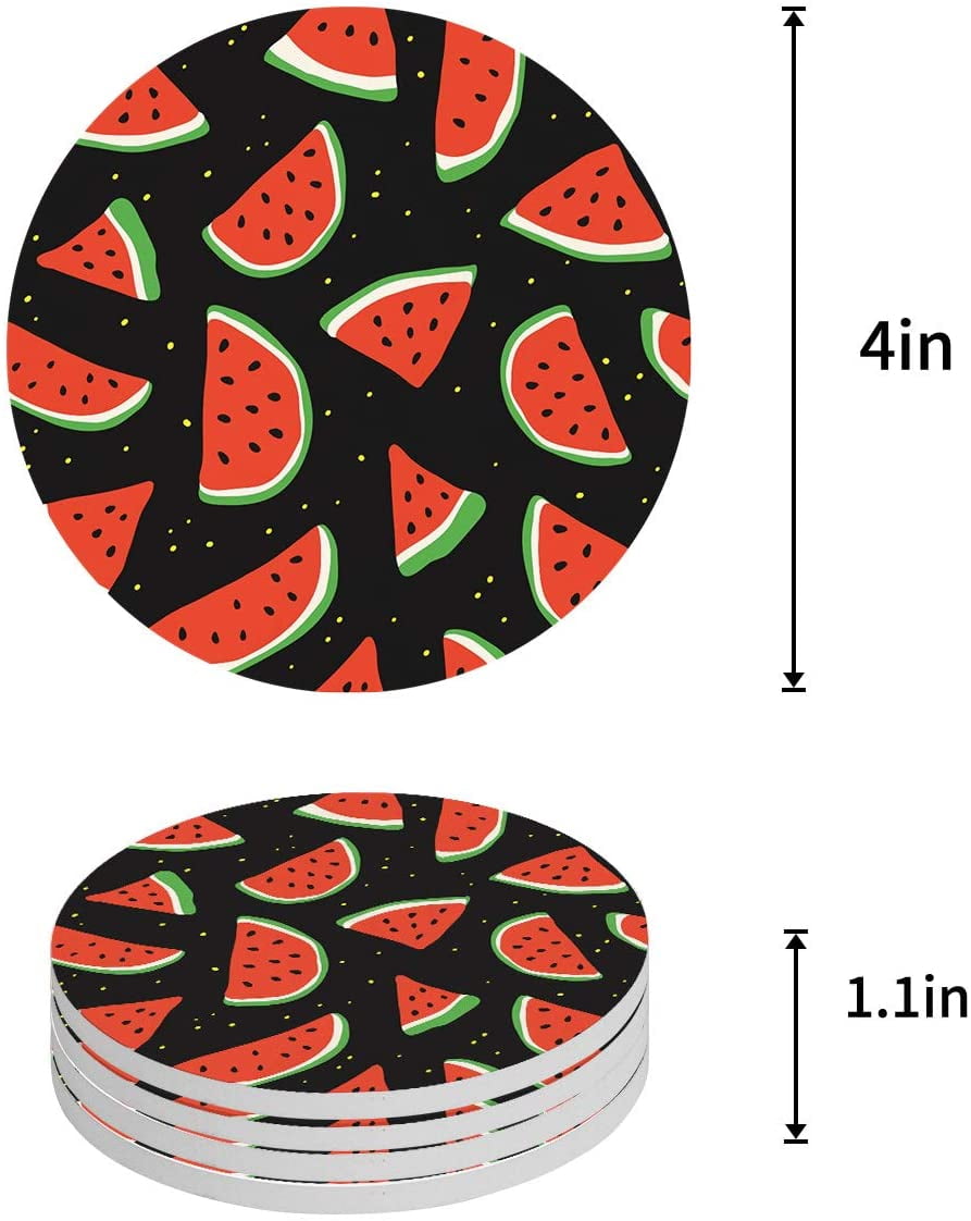 ZHANZZK Tropical Summer Watermelon Set of 8 Round Coaster for Drinks ...