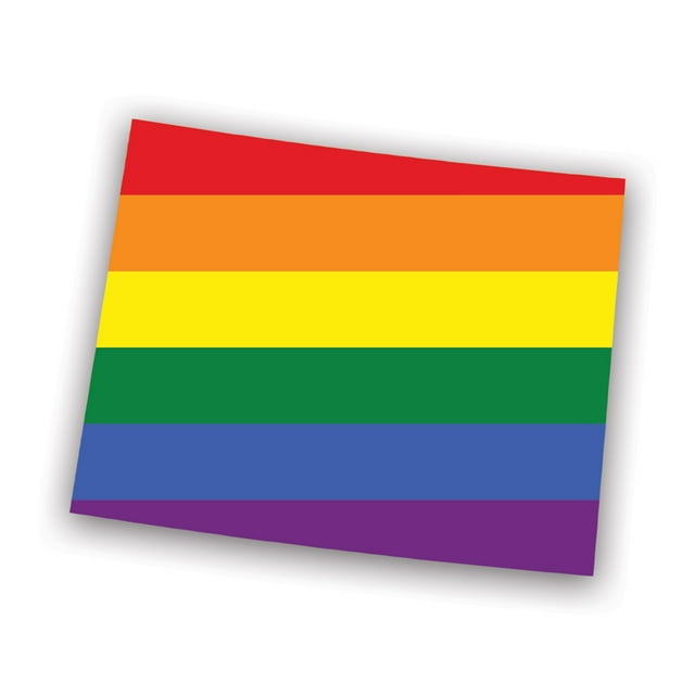 Wyoming State Shaped Gay Pride Rainbow Flag Sticker Decal Self