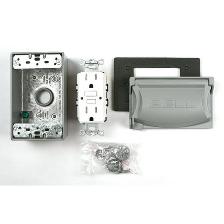 Bell Outdoor 5874-5S 15A 120V Gray Weatherproof GFCI Outdoor Outlet Kit ...