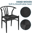 Alden Design Set of 4 Mid-Century Weave Dining Chairs with Solid Metal ...