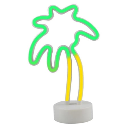 Palm Tree LED Neon Stand Light 28.5 cmTall Green Yellow Battery ...