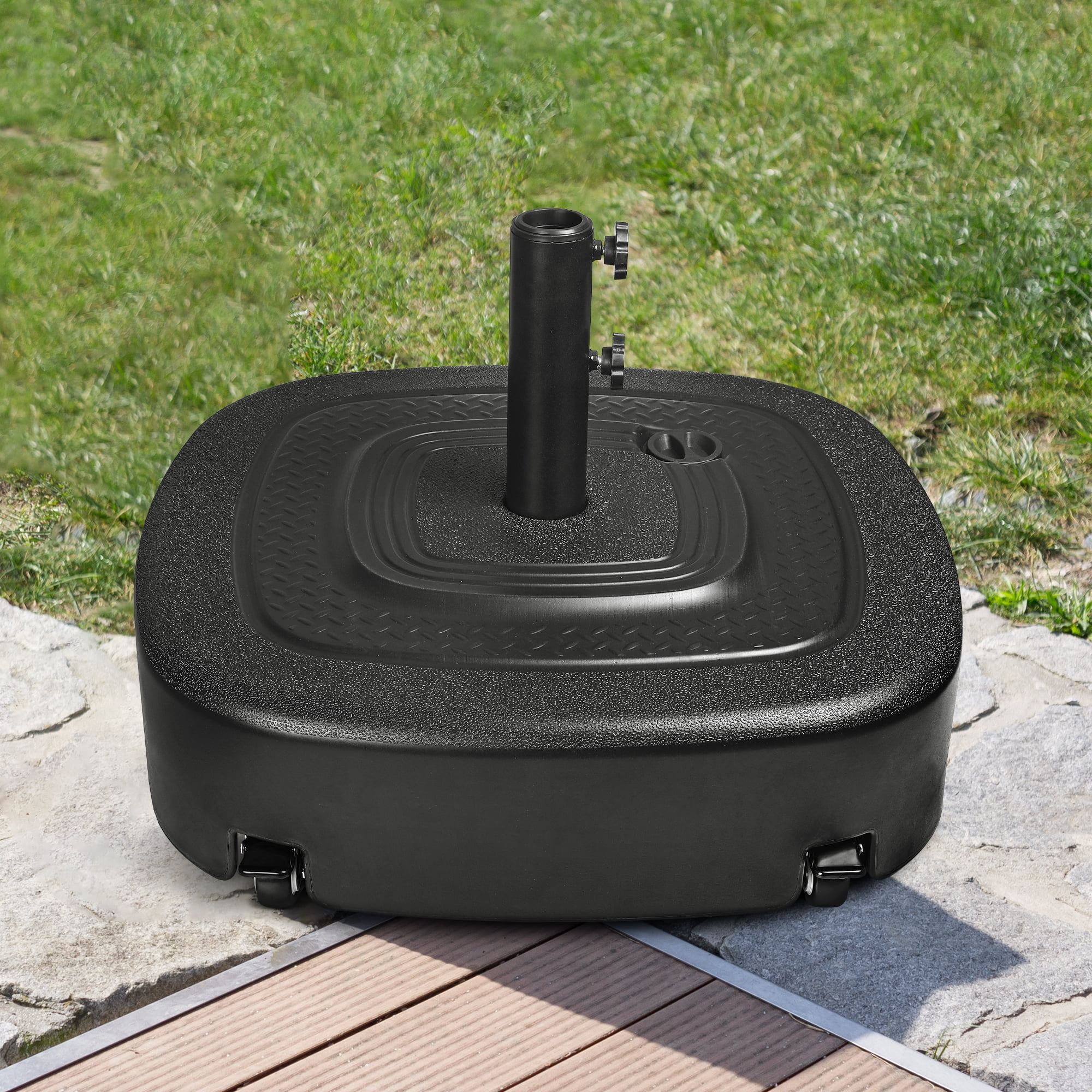 LovoIn | 88lbs Square Water & Sand Filled Mobile Patio Umbrella Base ...
